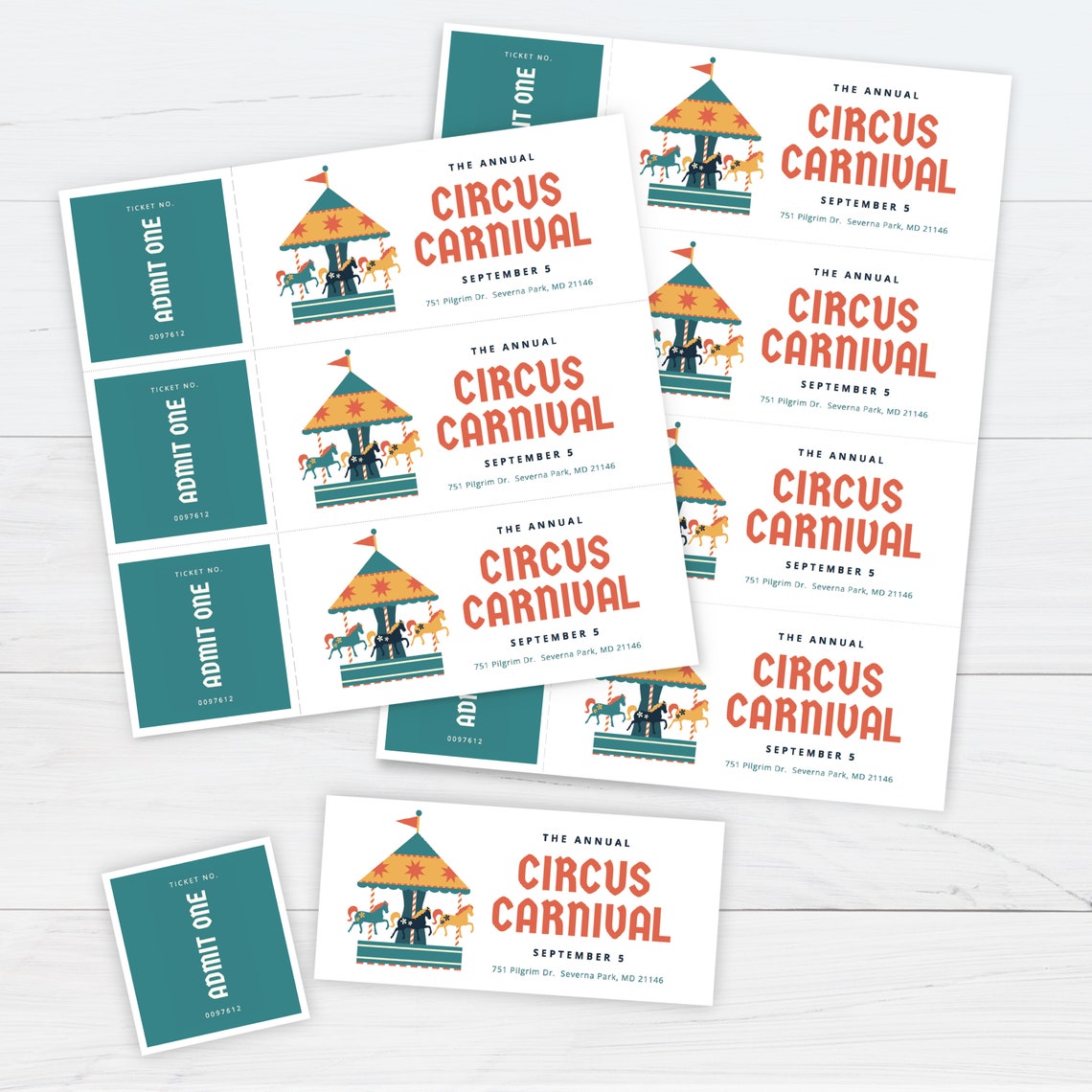 Printworks Raffle Tickets With Tear-away Stubs, 8.5 X 11, 67lb/147gsm ...