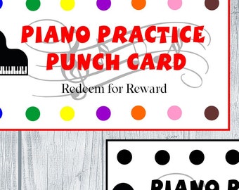 PIANO PRACTICE PUNCH Cards-color and Black & White-great Incentive for ...