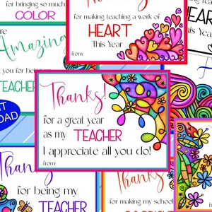 TEACHER APPRECIATION GIFT Tags-color and Black & White-16 Files-instant ...