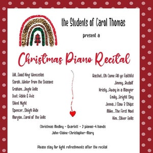 GLITTERY CHRISTMAS RAINBOW Recital Program Template-editable - Etsy