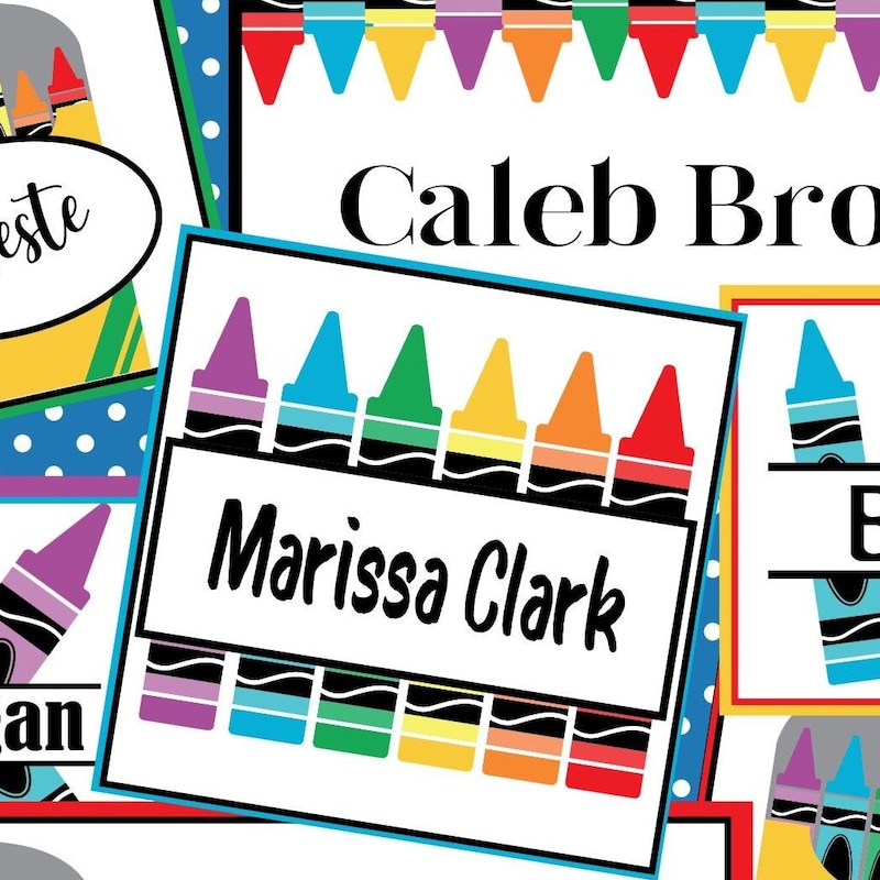 Crayon Name Tags - Etsy