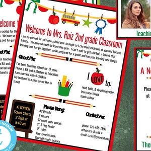MEET THE TEACHER Flyer-teacher Contact Card-teacher Memo Note Card ...