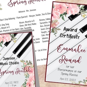 LUSH BLUSH Music Recital Programs-award Certificate-comment Card ...