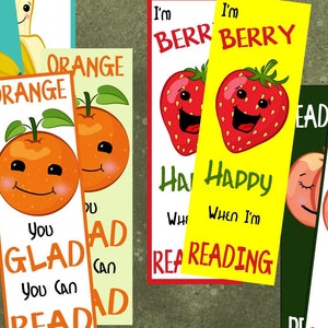 CUTE FRUITY BOOKMARK Templates to Encourage Reading-banana-strawberry ...