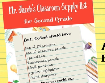 Editable School Supply List digital Download - Etsy