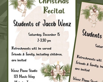 Piano Recital Christmas Template - Etsy