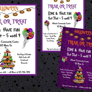 TRUNK OR TREAT Flyer Templates-2 Sizes-spooky Balloons-treat - Etsy