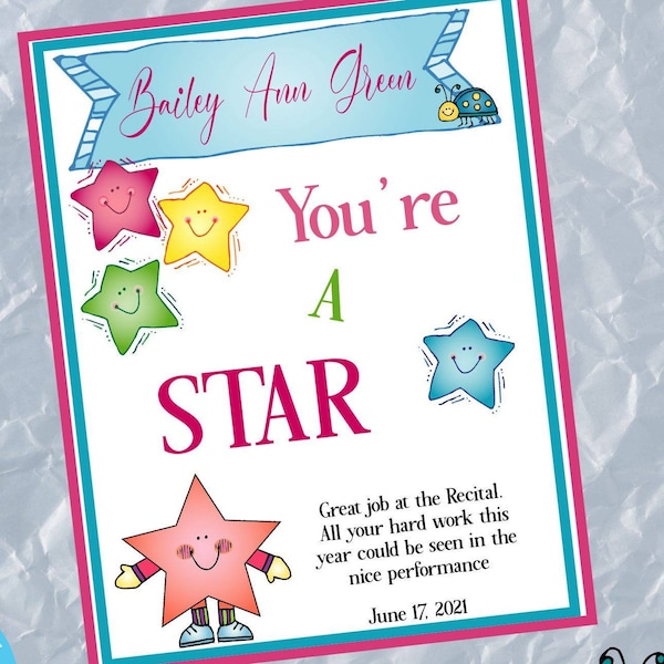 Classroom Stars Certificate - Etsy