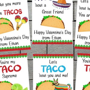 TACO VALENTINE CARDS Template-6 Different Designs-editable Text-2.75x3 ...