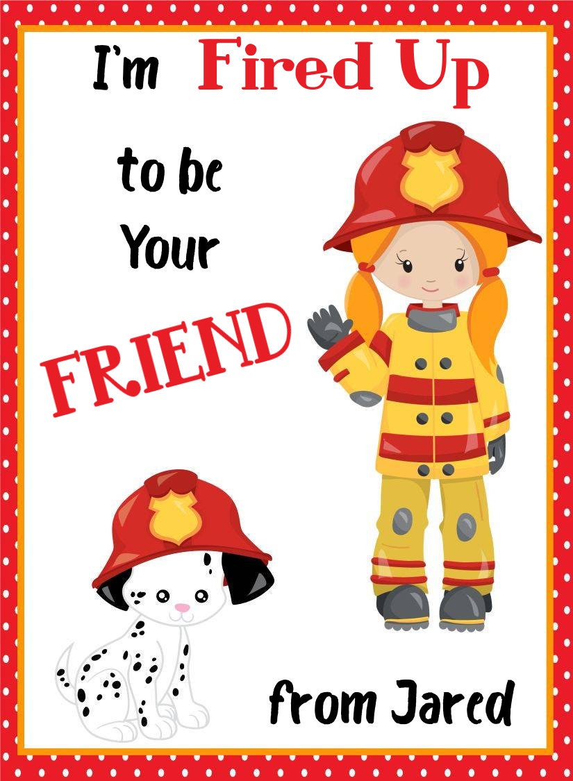 6 FIREFIGHTER VALENTINE Card Templates-fireman Valentine - Etsy