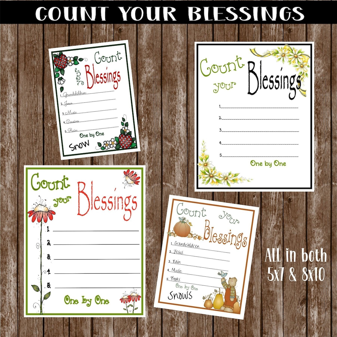 Count Your Blessings Template, 4 Styles-2 Sizes-frameable Project Idea ...