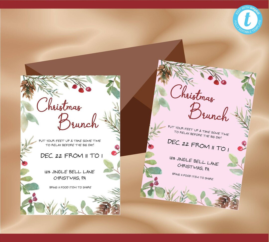 CHRISTMAS BRUNCH INVITATION Printable Template-editable Text-festive ...