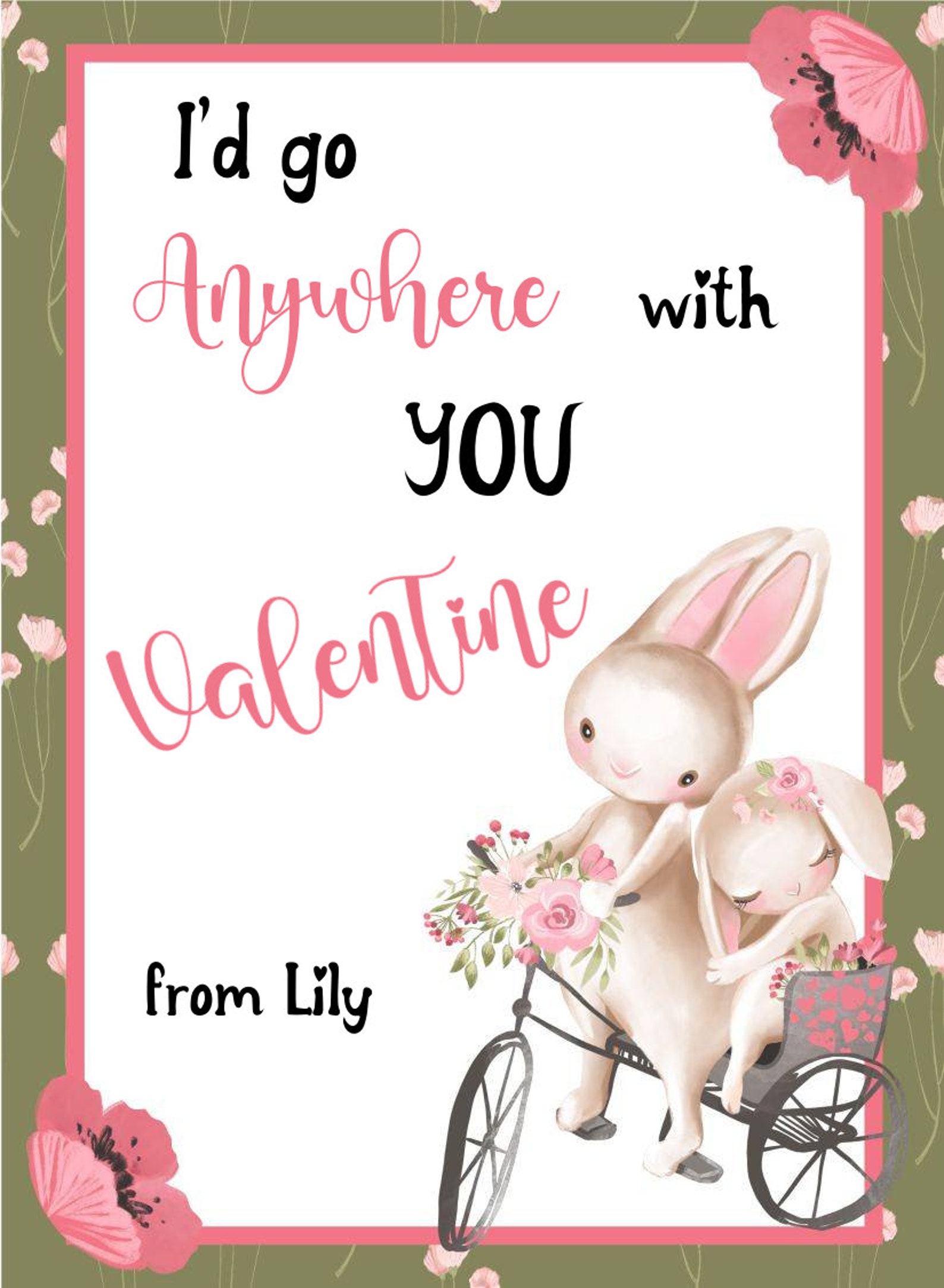 BUNNY VALENTINE CARD Templates-cute Bunnies in Love-valentines for Kids ...