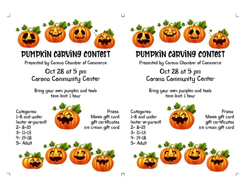 PUMPKIN CARVING FLYER-2 Sizes-cute Pumpkins All Around-personalize W ...