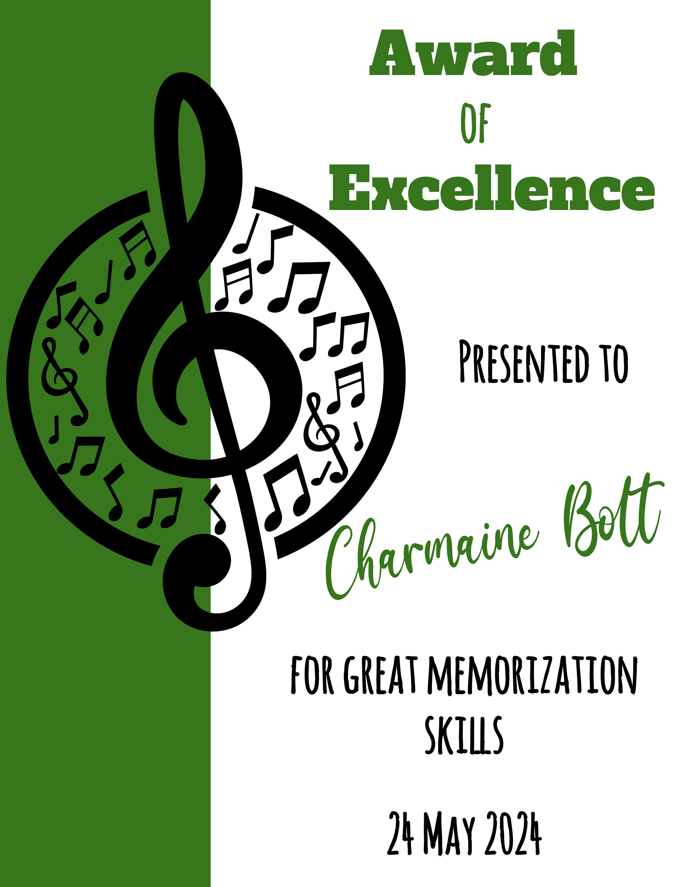 MUSIC AWARD Certificate-completely Editable-change All Colors and Text ...