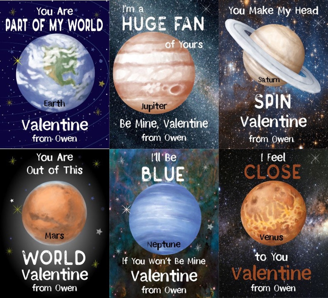 SOLAR SYSTEM Valentines-colorful Planets With Color and White ...