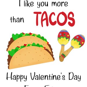TACO VALENTINE CARDS Template-6 Different Designs-editable Text-2.75x3 ...