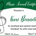 TREBLE CLEF MUSIC Award Certificate-unique Clef Sign Highlights This ...