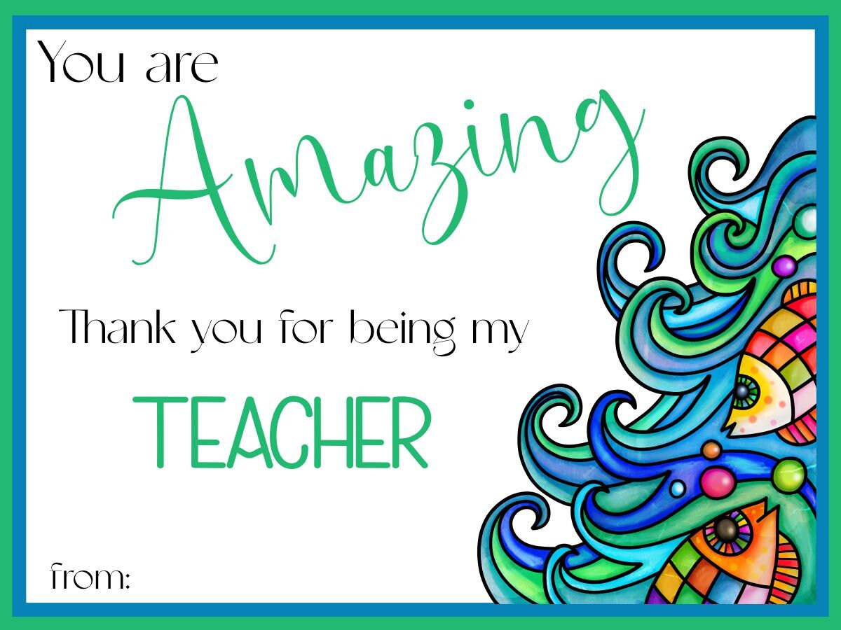 TEACHER APPRECIATION GIFT Tags-color and Black & White-16 Files-instant ...