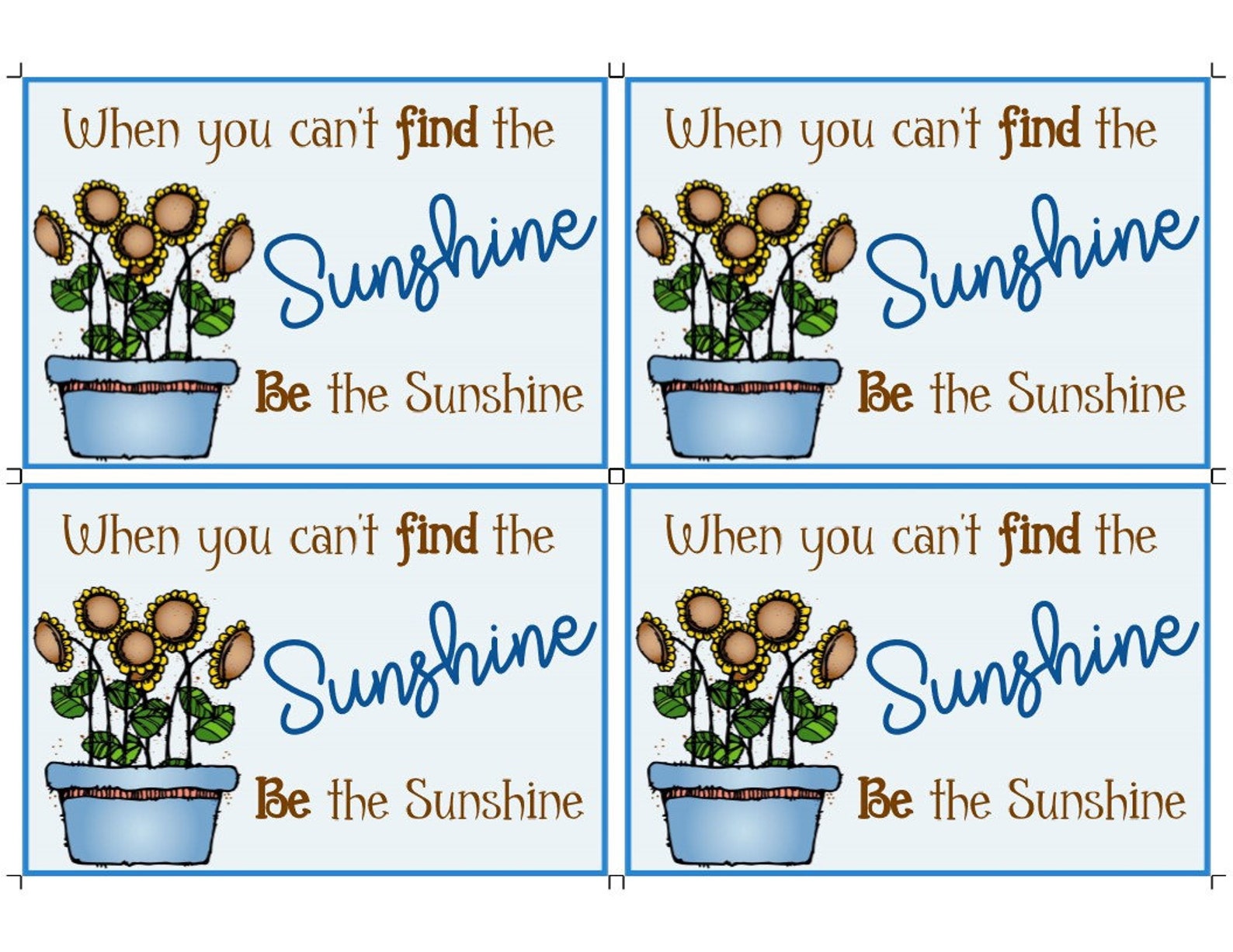 SUNSHINE CARD TEMPLATES-6 Different Designs to Cheer Someone - Etsy