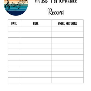 MUSIC PERFORMANCE RECORD Templates-encourage Performing-5 Different ...