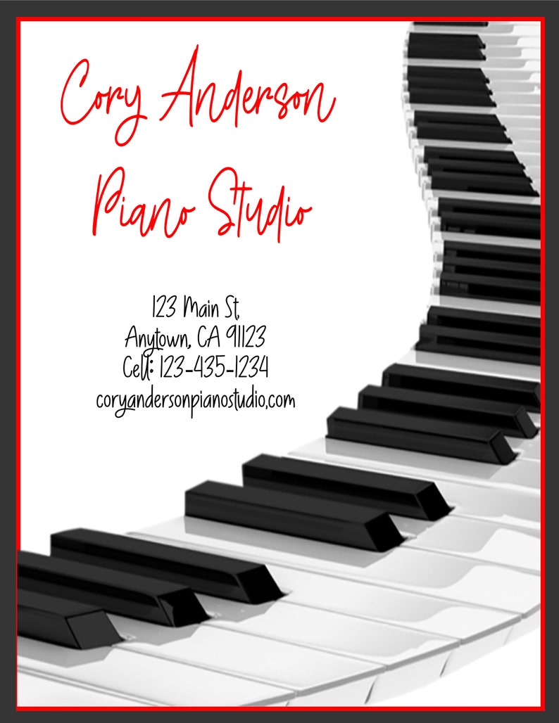 Piano Lesson Binder Covers: Editable Music Notebook Covers (digital ...