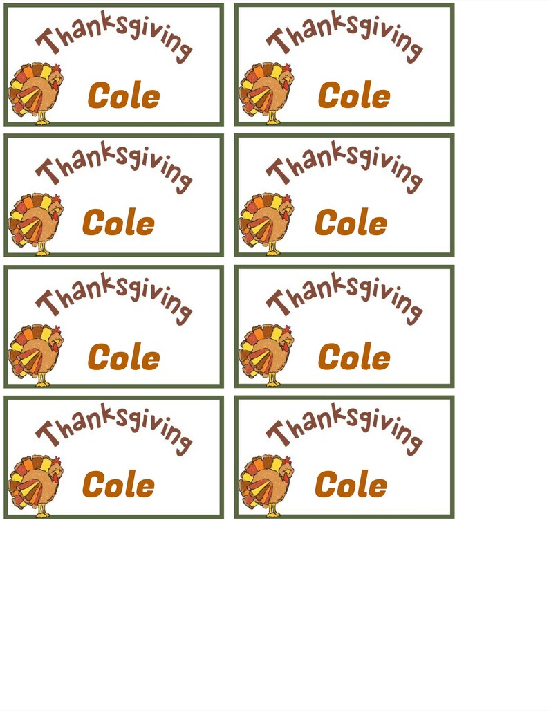 Turkey Thanksgiving Place Card With Chalk Turkey-editable Placecard ...