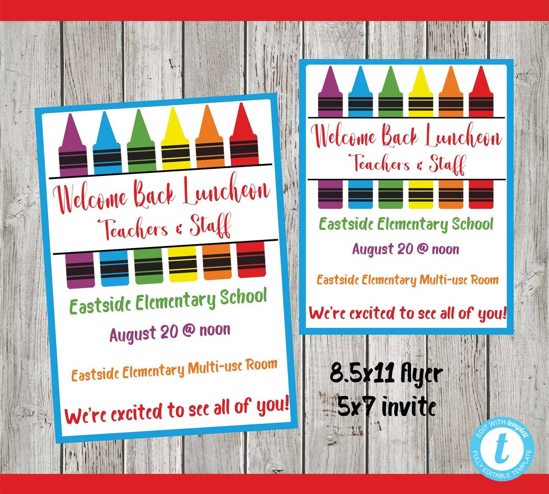 SCHOOL WELCOME BACK Luncheon Invitation & Flyer Template-any School ...