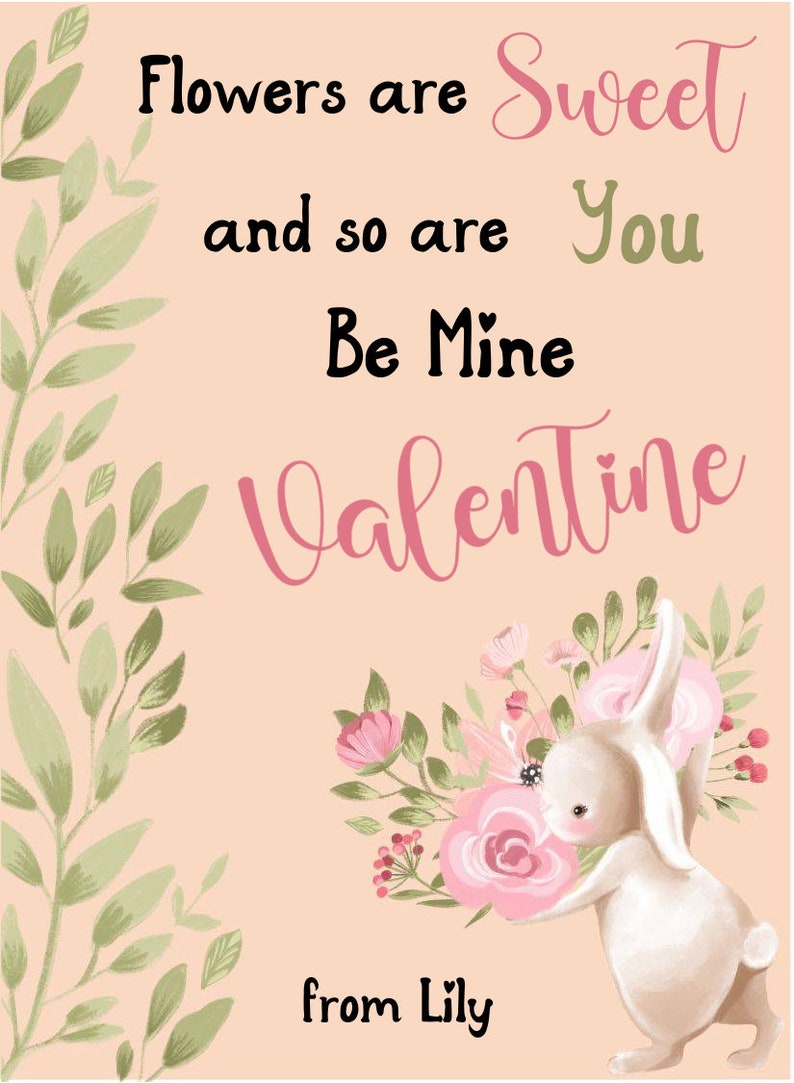 BUNNY VALENTINE CARD Templates-cute Bunnies in Love-valentines for Kids ...
