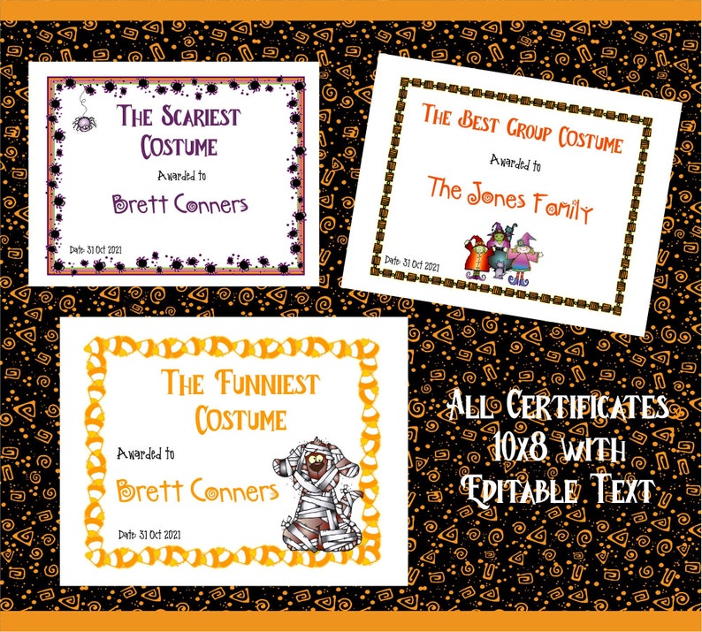 Halloween Costume Award Certificate Templates-12 Unique Awards to ...