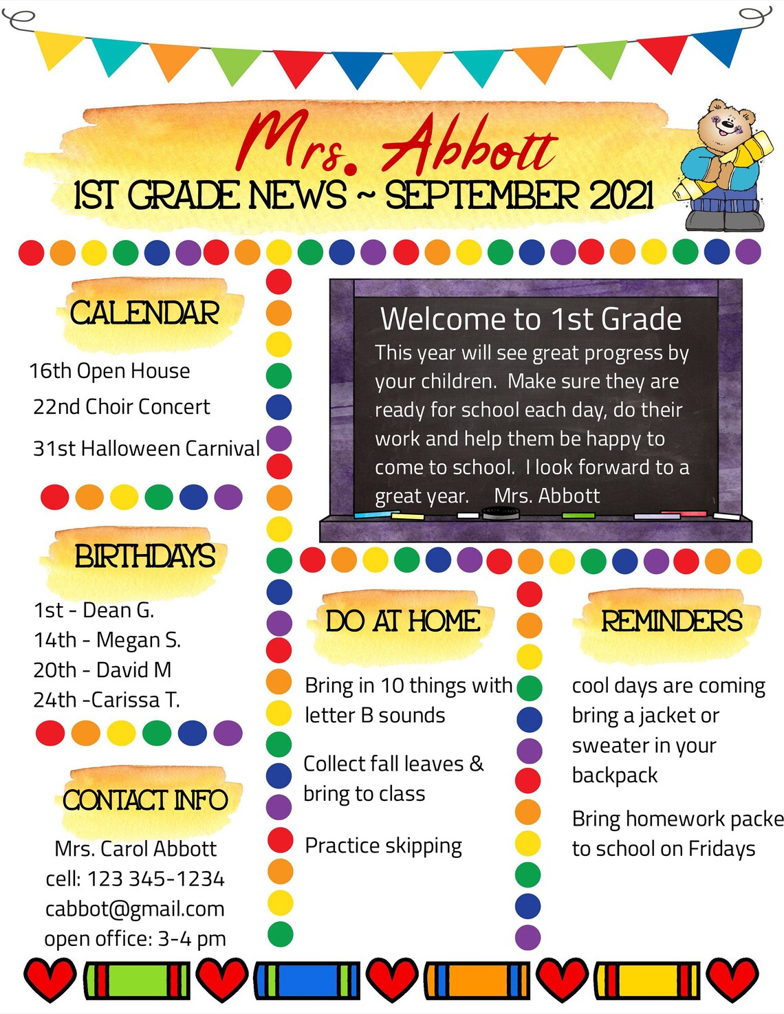 Editable School Newsletter Template: Classroom News (digital Download ...