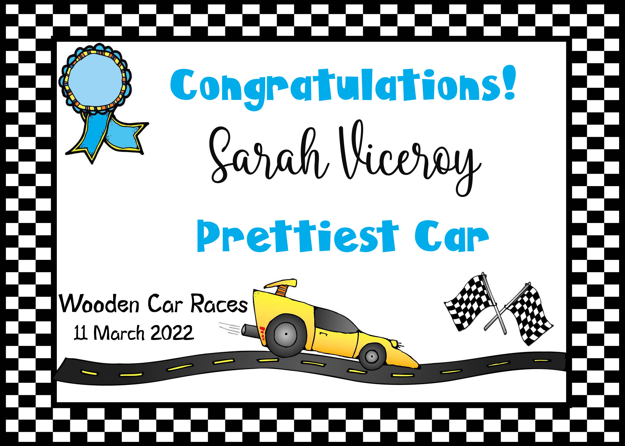 WOODEN CAR RACE Award Certificates-5 Different Designs-use All or One ...