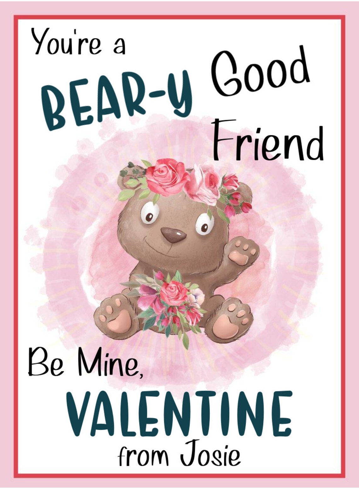 6 CUTE ANIMAL Valentine Card Templates-valentines Day Card for Kids ...