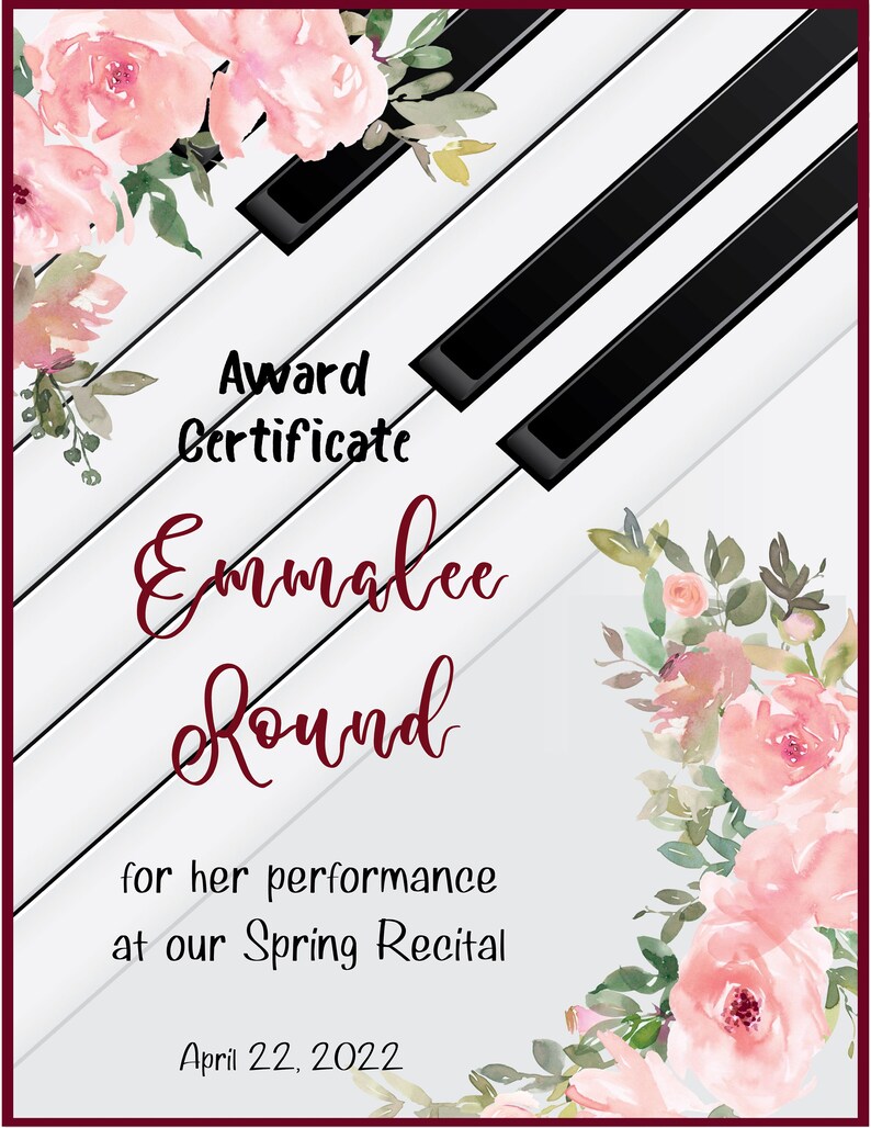 LUSH BLUSH Music Recital Programs-award Certificate-comment Card ...