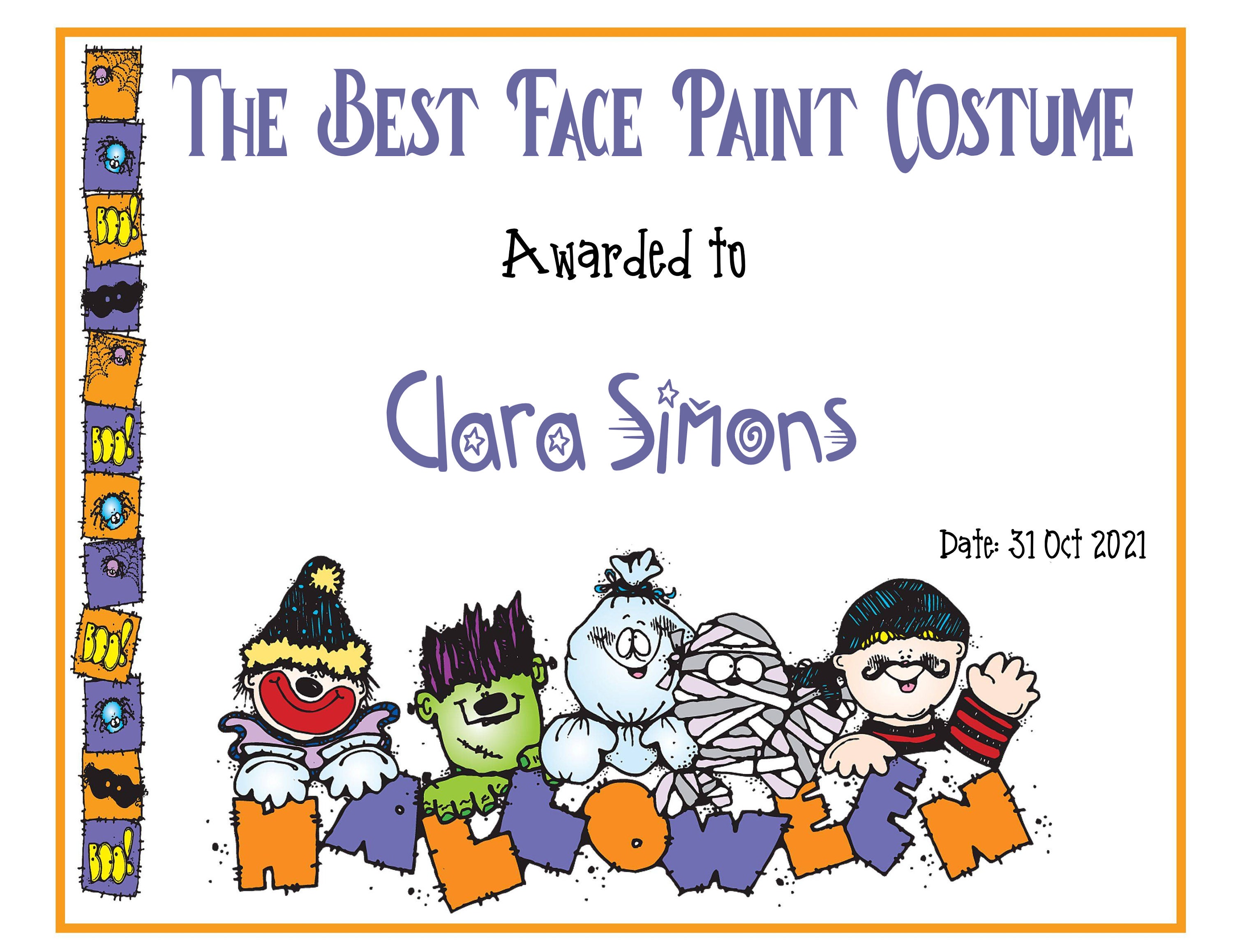 Halloween Costume Award Certificate Templates-12 Unique Awards to ...