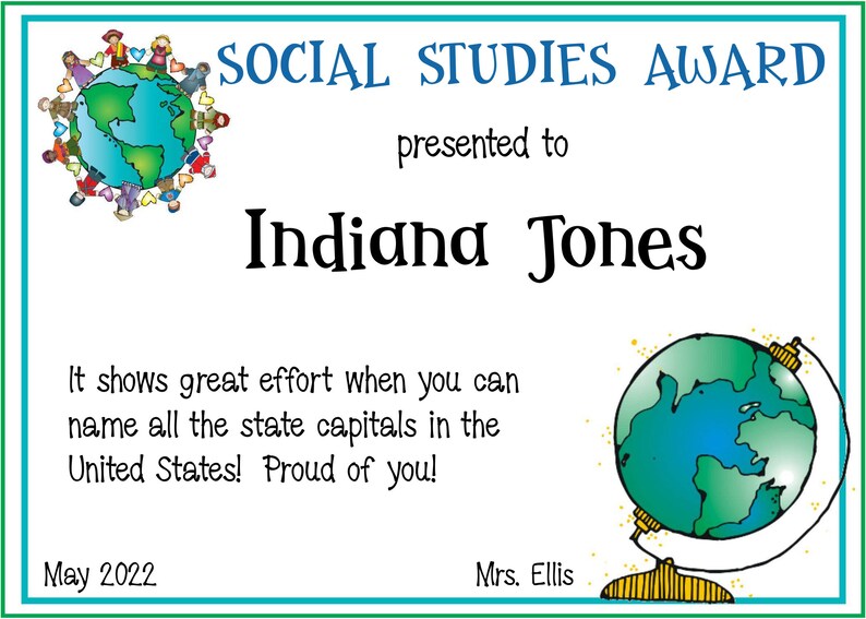 SCHOOL AWARD CERTIFICATES-8 Different Subjects-all 7x5-editable Text ...