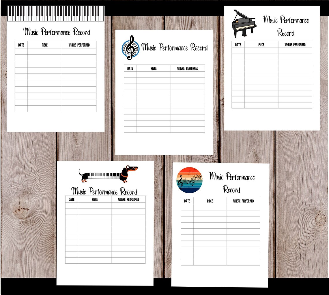 MUSIC PERFORMANCE RECORD Templates-encourage Performing-5 Different ...