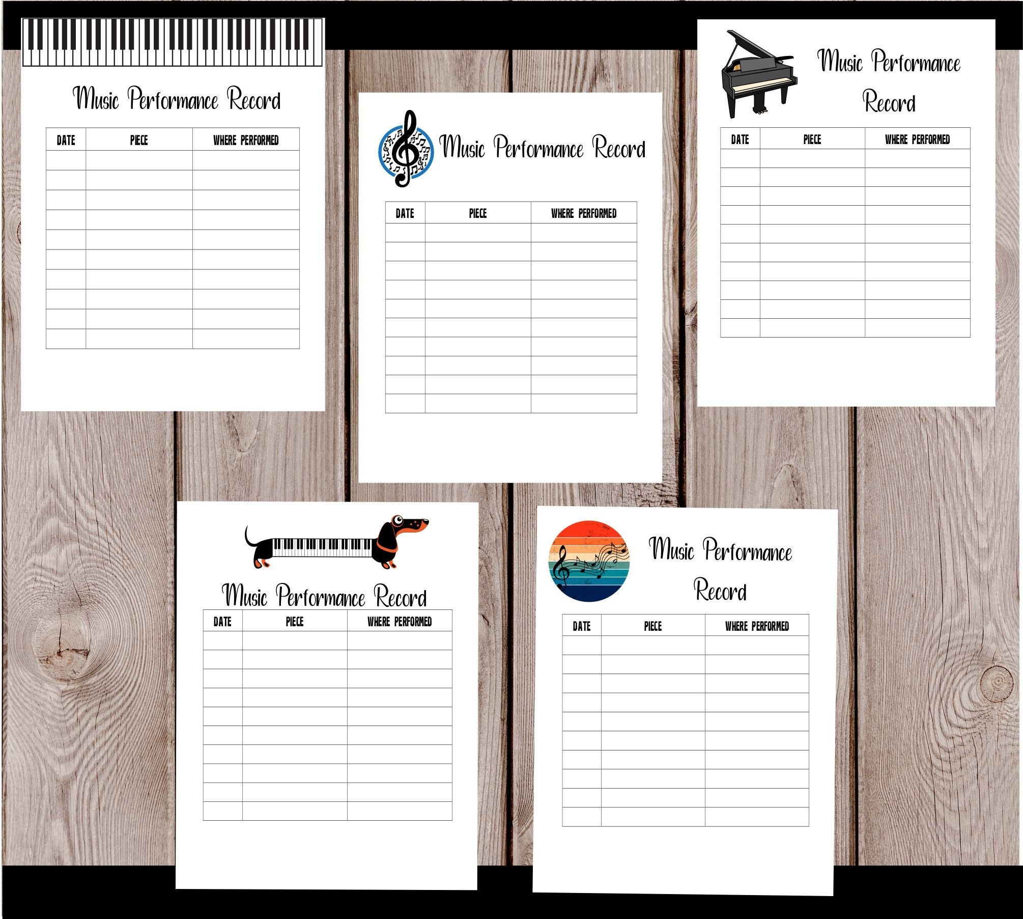 MUSIC PERFORMANCE RECORD Templates-encourage Performing-5 Different ...