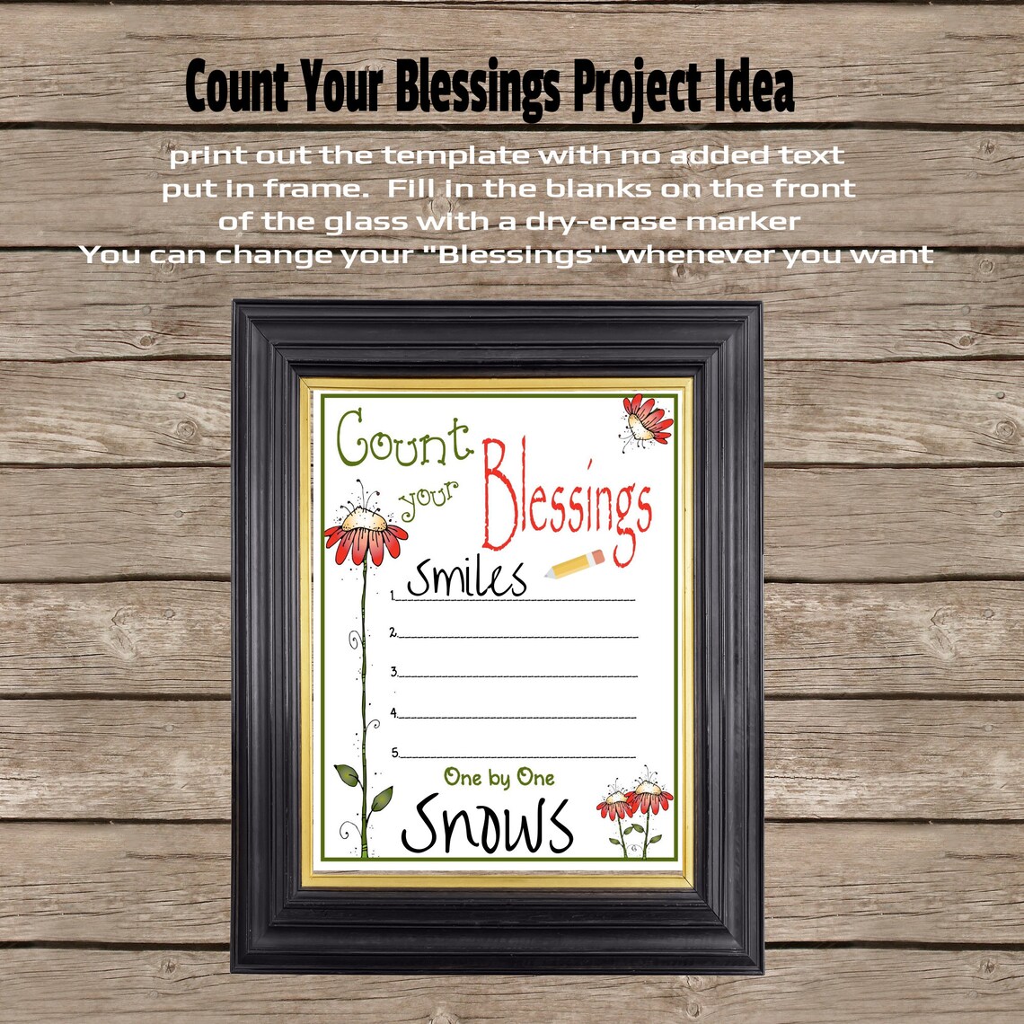Count Your Blessings Template, 4 Styles-2 Sizes-frameable Project Idea ...