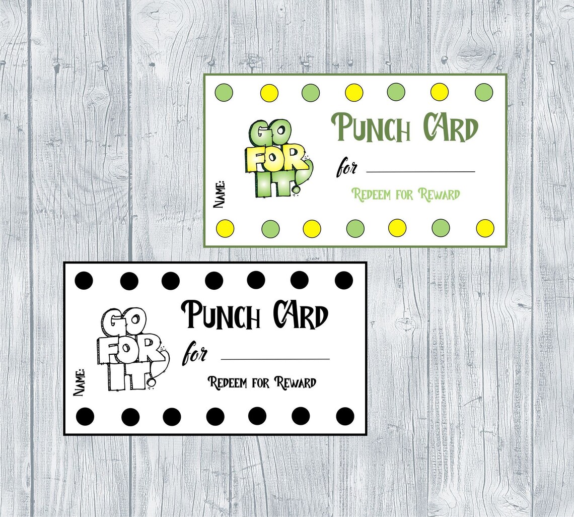 PUNCH Cards for School or Family Use-color and Black & White-great ...