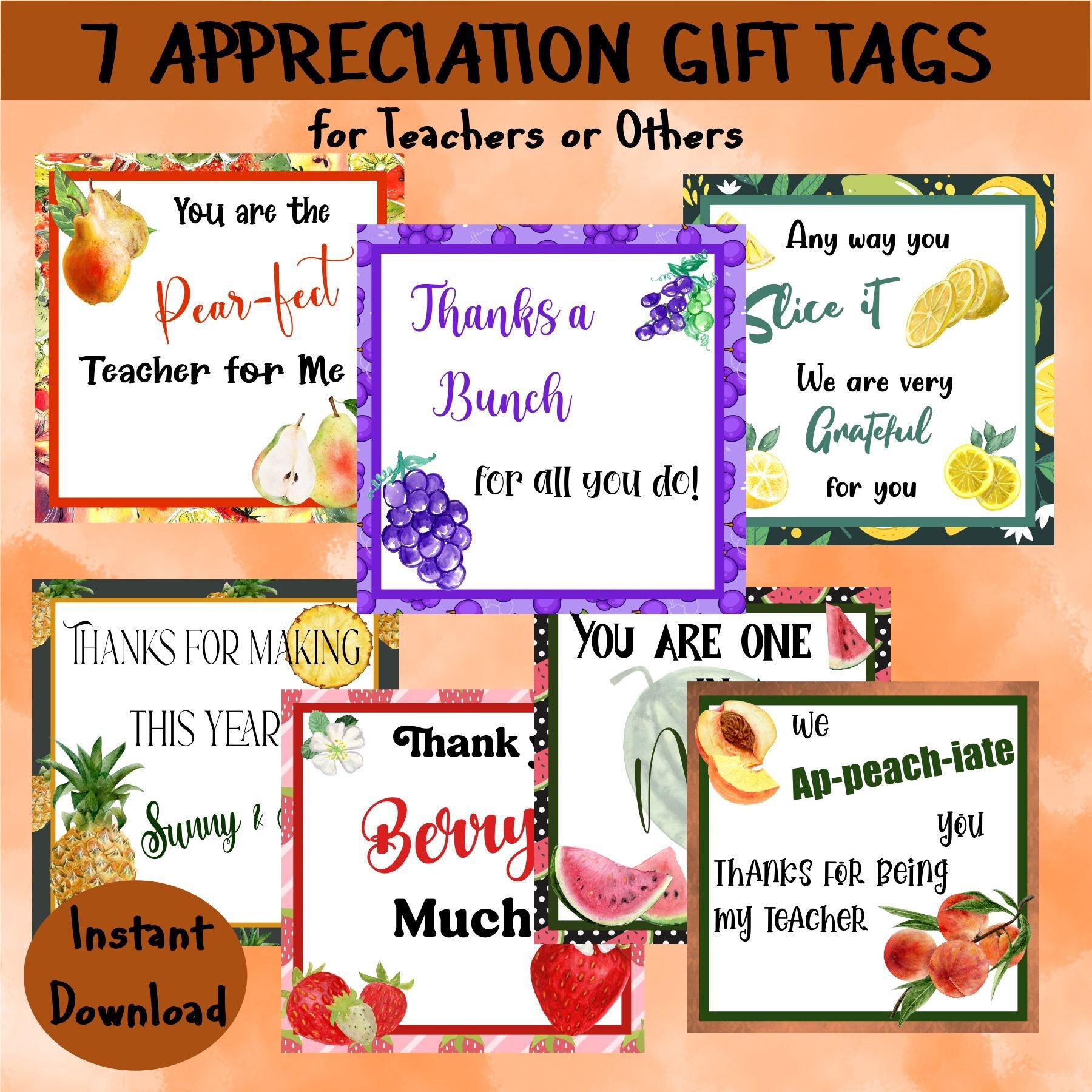 TEACHER APPRECIATION Gift Tags for Teachers -staff-personnel-others ...