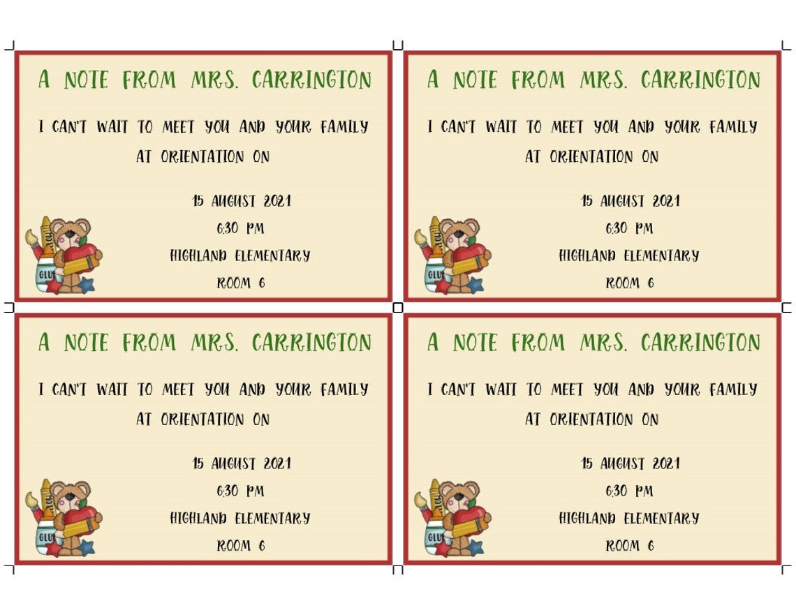 MEET THE TEACHER Template With Bonus Teacher Contact Card and a Note ...
