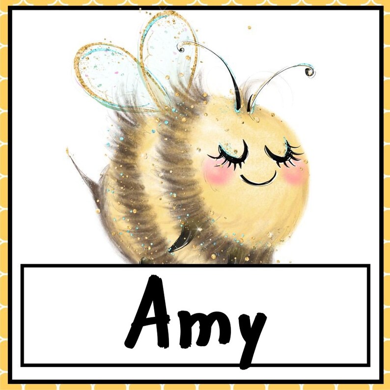 BEE NAME TAGS for School-church-preschool-3 Styles1 Desk Tag-editable ...