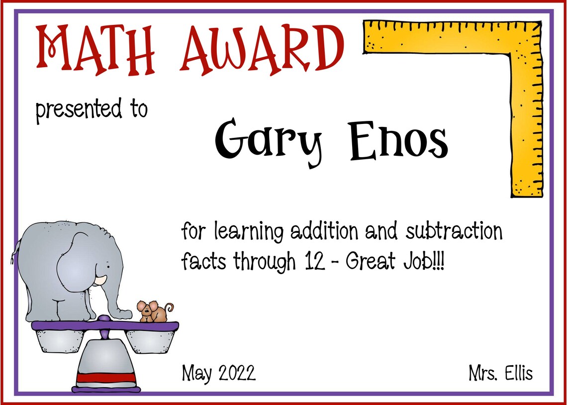 SCHOOL AWARD CERTIFICATES-8 Different Subjects-all 7x5-editable Text ...