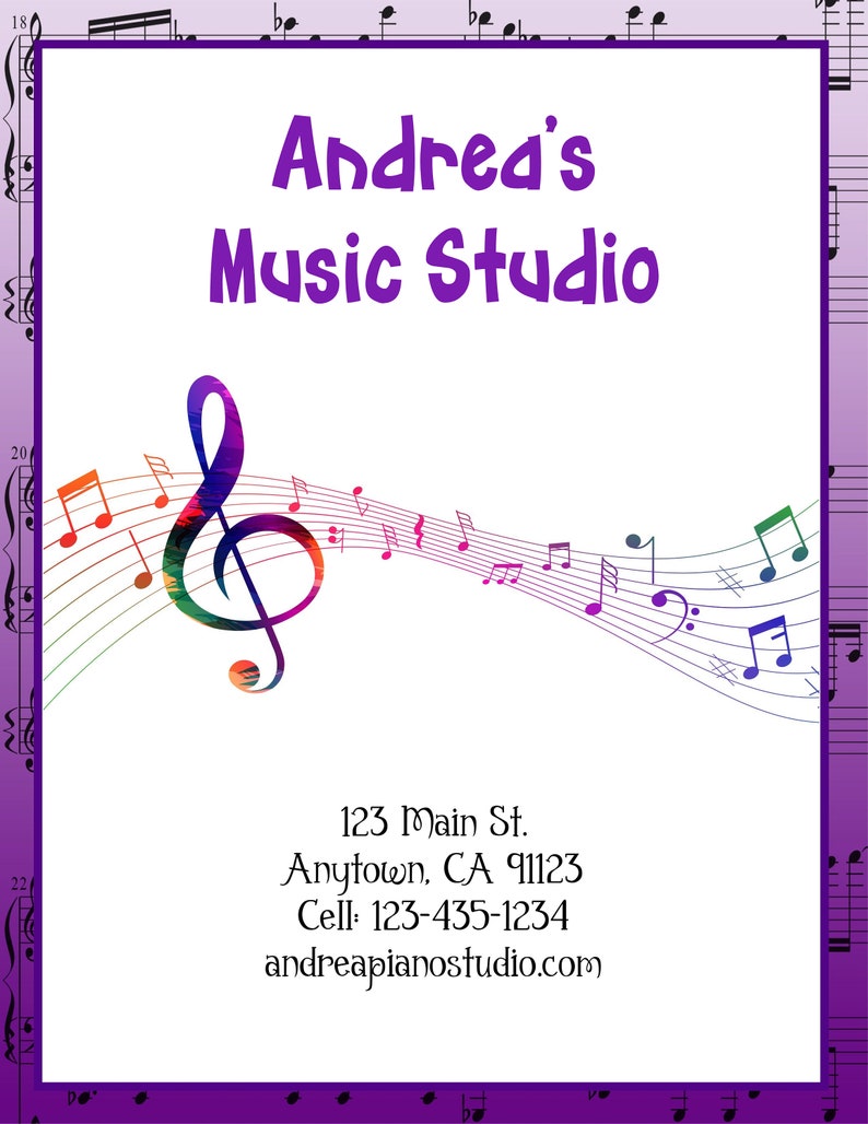 PIANO LESSON BINDER Cover Templates Choose From 5 Different Styles-let ...