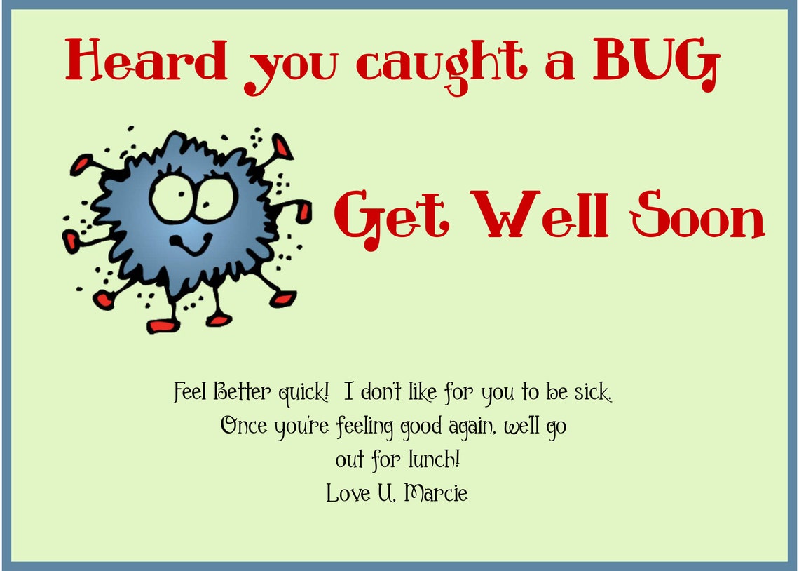 20 Cute GET WELL CARD Templates-foldable Notecard-postcard-editable ...