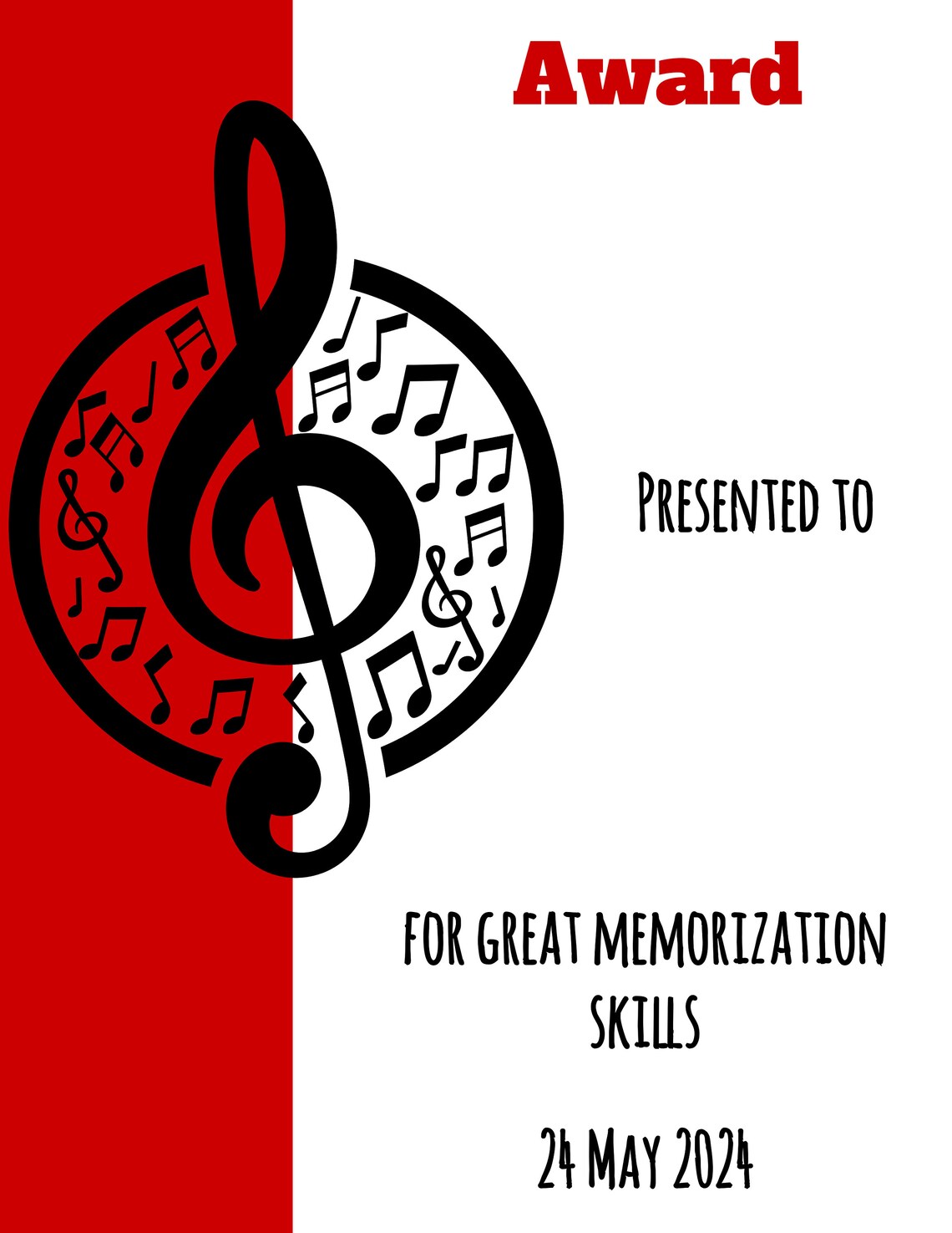 MUSIC AWARD Certificate-completely Editable-change All Colors and Text ...