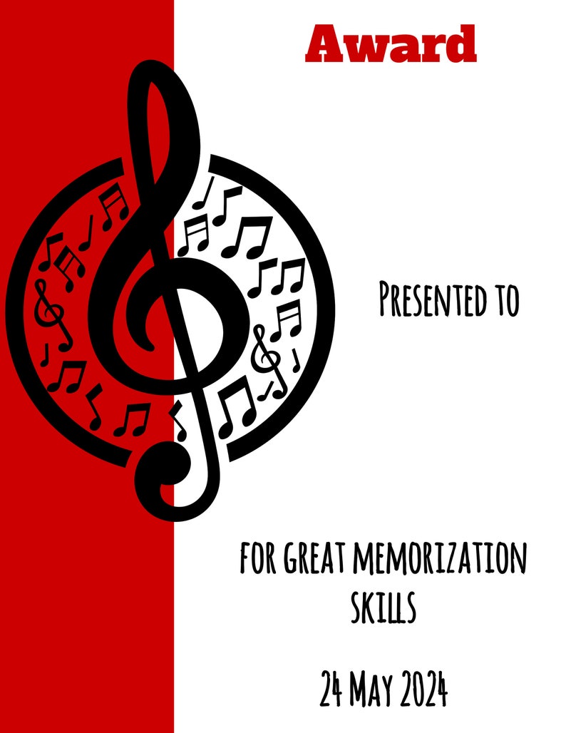 MUSIC AWARD Certificate-completely Editable-change All Colors and Text ...