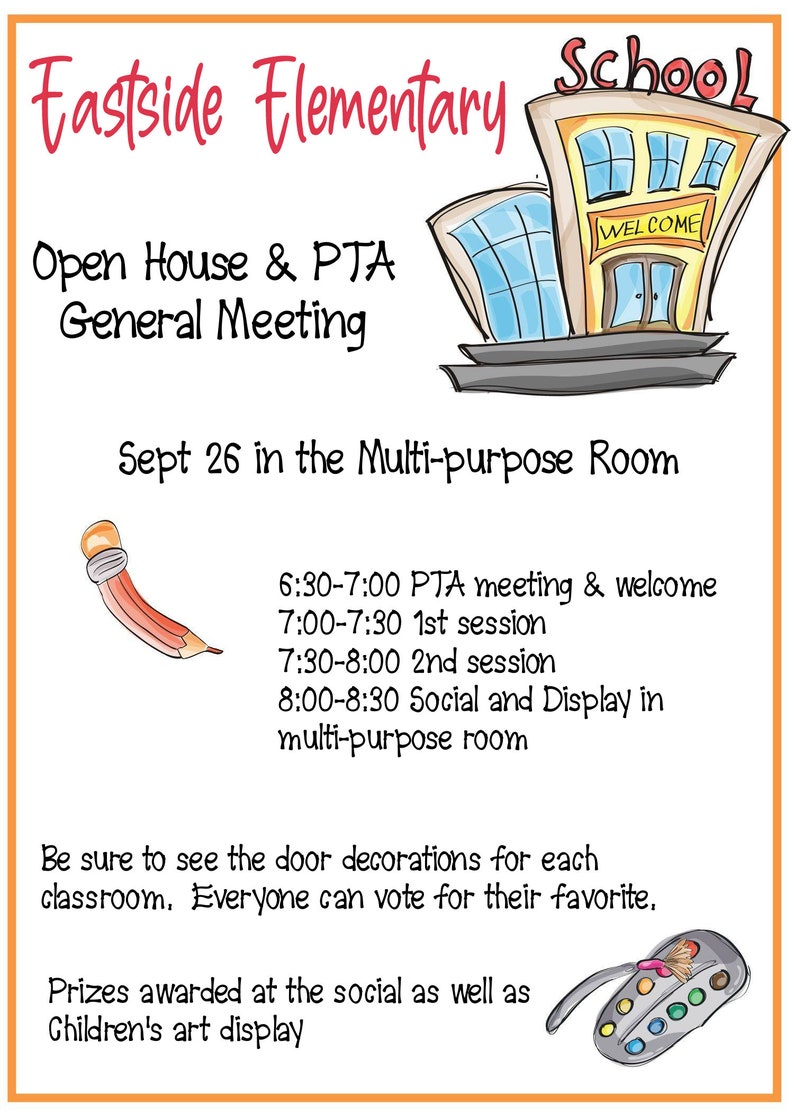 Back to School-open House Flyer and Digital Note Template-print or Send ...