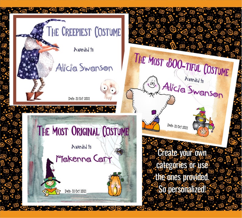 Halloween Costume Award Certificate Templates-12 Unique Awards to ...